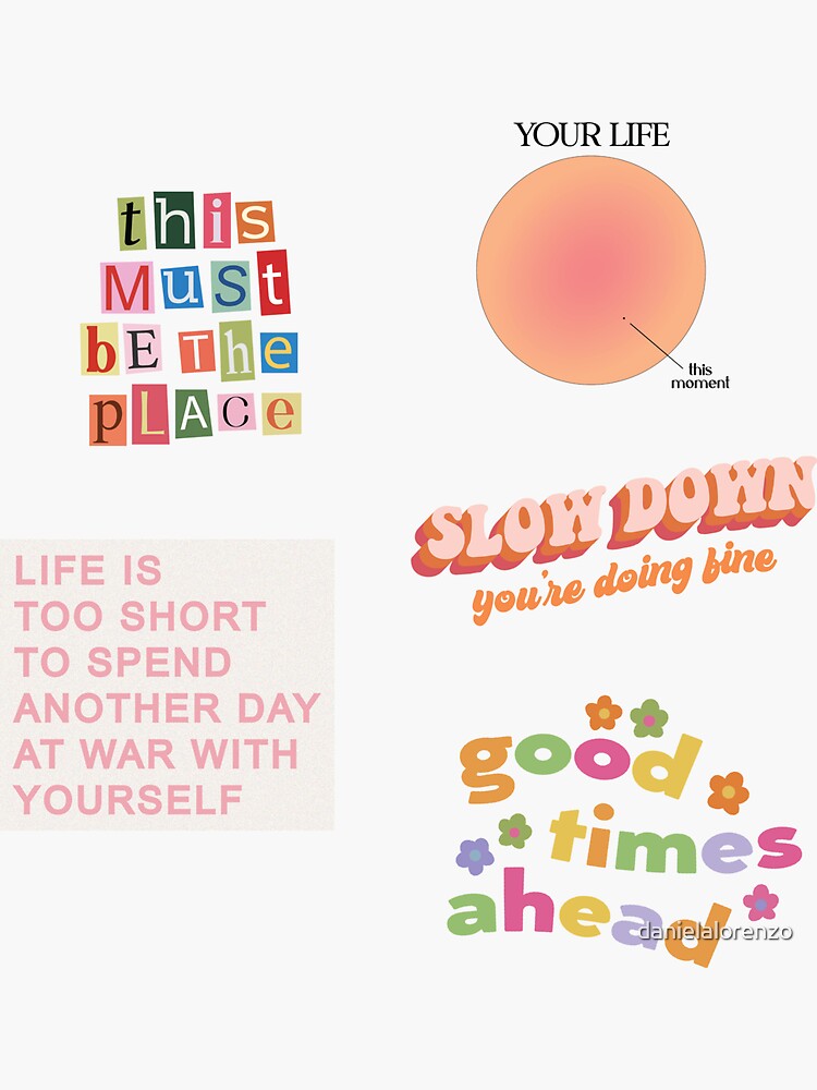 Aesthetic Pastel Stamp Sticker Pack Pink Orange Floral Sticker For