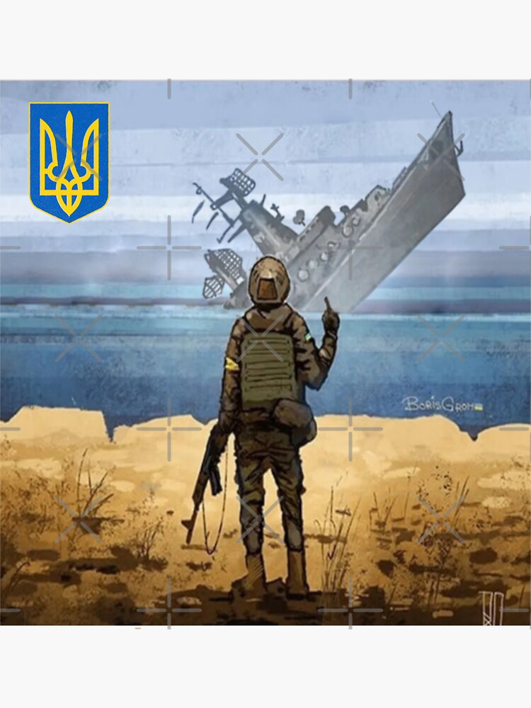 "Ukraine Stamp sinking Moskva Warship" Sticker by all-heros | Redbubble