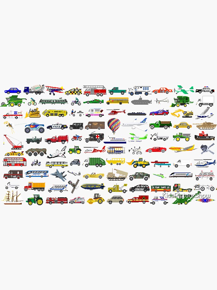 "100 Vehicles - The Kids' Picture Show" Sticker for Sale by ...