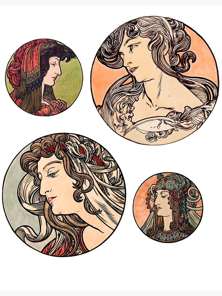 "Stained glass window goddesses by Alphonse Mucha" Poster for Sale by ...