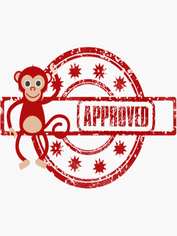 "Approved Monkey" Sticker for Sale by Benallaw | Redbubble