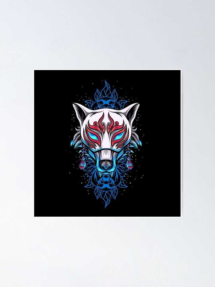 "Kitsune Japanese Folklore Chakra Fox Mask" Poster for Sale by ...