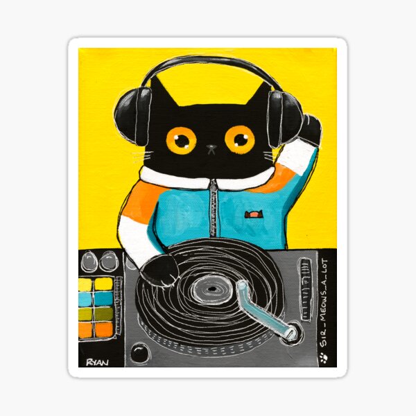 "DJ Cat 2" Sticker for Sale by kilkennycat | Redbubble