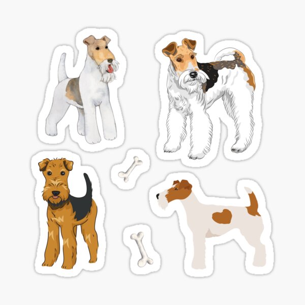 "Four Colored Fox Terrier Figures, Funny Fox Terrier Sticker" Sticker ...