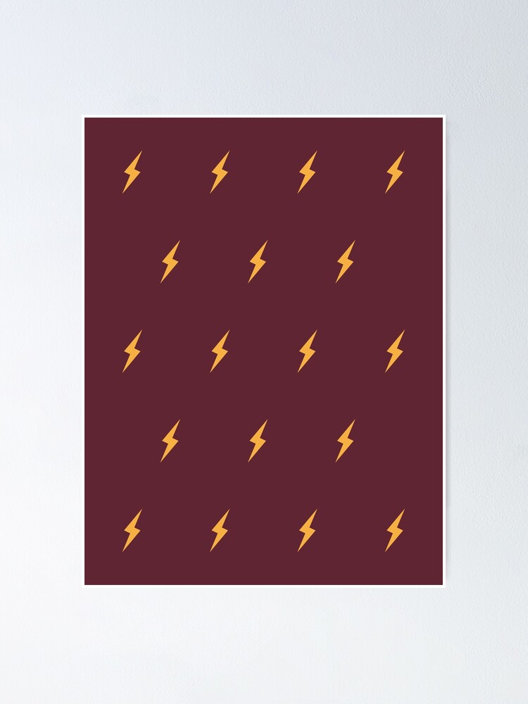 "Yellow lightning bolt pattern in dark red" Poster for Sale by ...
