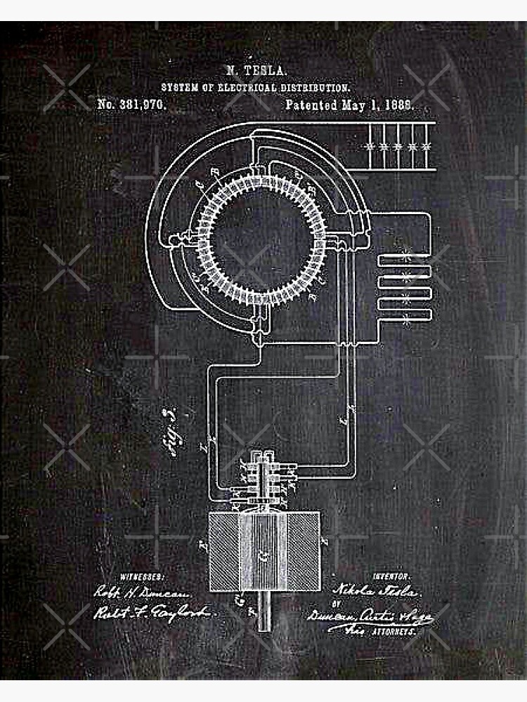 System Of Electrical Distribution Nikola Tesla Premium Matte Vertical ...