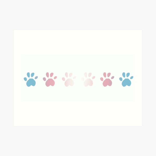 "Trans Flag Gradient LGBTQ Pride Paw Prints" Art Print for Sale by ...