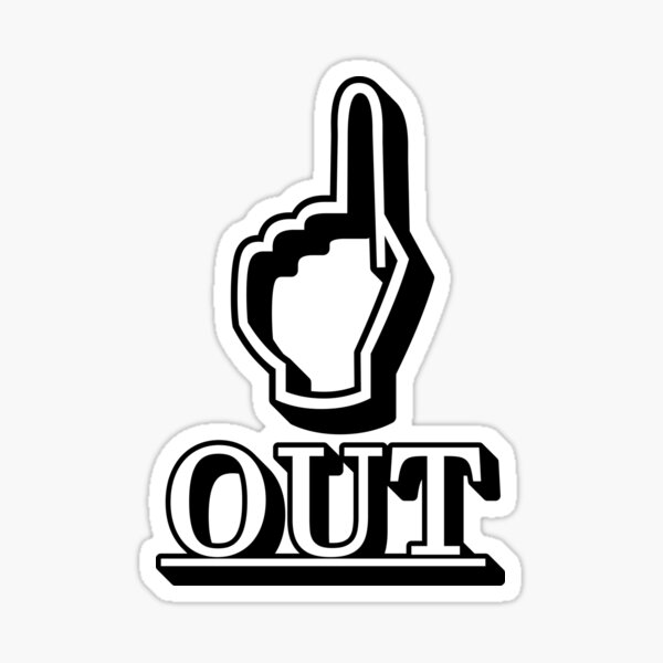 "Black And White "Out" Sign - Cricket Word" Sticker for Sale by ...