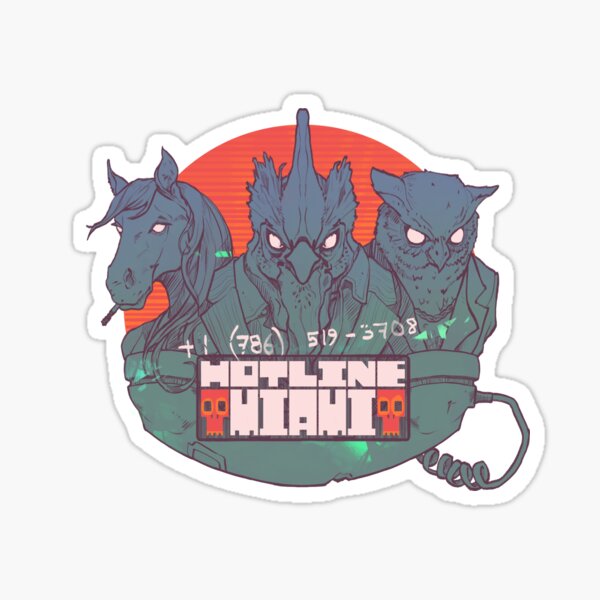 "HOTLINE MIAMI" Sticker by FinnbarrMartin | Redbubble