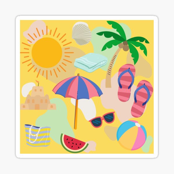 "Beach Day Collage!" Sticker for Sale by sweatshop22 | Redbubble