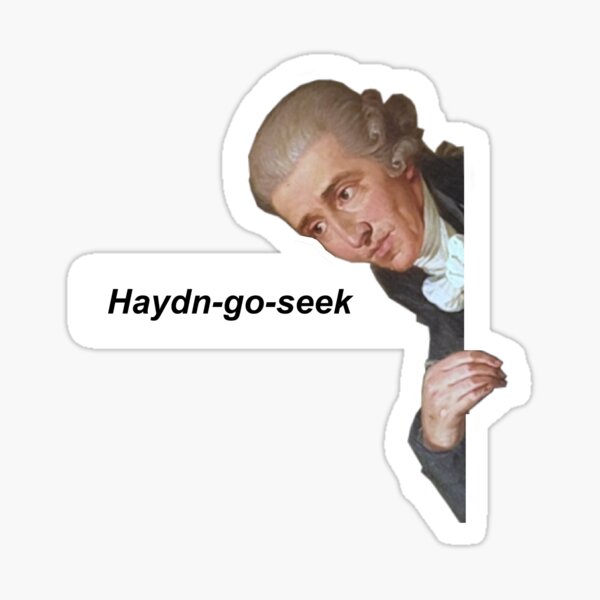 "Haydn go seek classical music pun" Sticker for Sale by retrolobo ...