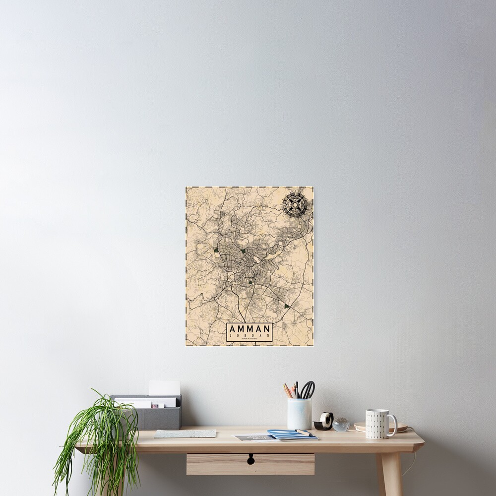 "Amman City Map Jordan - Vintage" Poster by deMAP | Redbubble