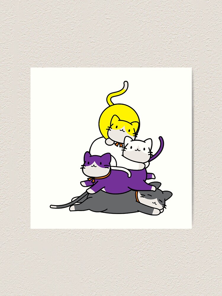 "Non binary Pride Flag Kawaii Cat Tower Art " Art Print for Sale by ...