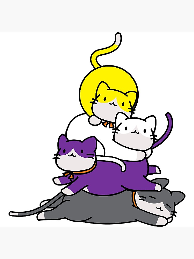 "Non binary Pride Flag Kawaii Cat Tower Art " Art Print for Sale by ...