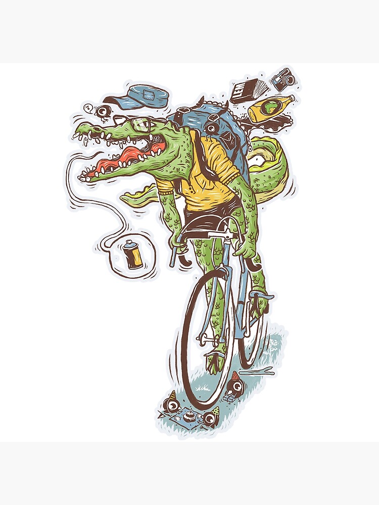 "crocodile,bike,riding bike,riding,bike,green" Poster for Sale by ...