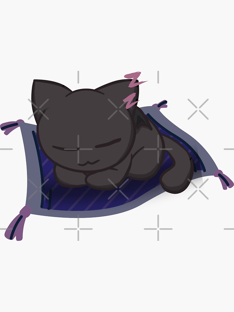 "Magic Carpet Cat | Anime cat Sleeping | Cute Cat Emote" Sticker for ...