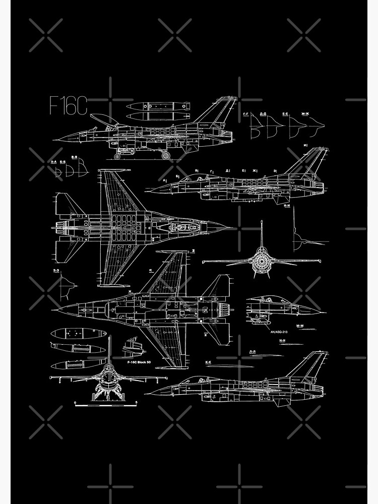 "F-16 Viper Fighting Falcon Fighter Jet US Military Aircraft Blueprint ...