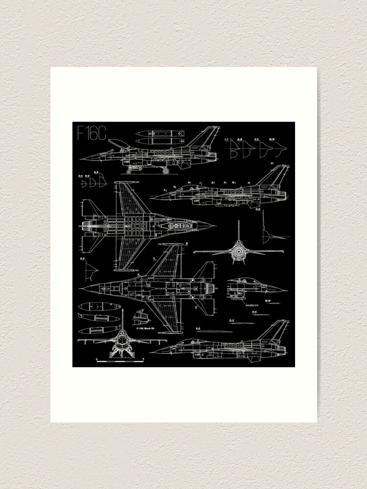 "F-16 Viper Fighting Falcon Fighter Jet US Military Aircraft Blueprint ...