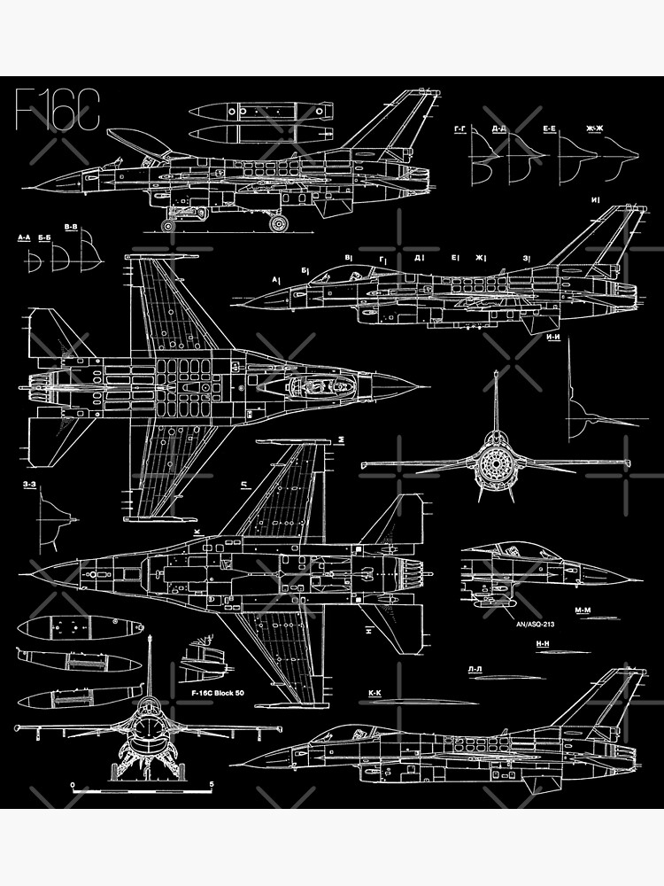 "F-16 Viper Fighting Falcon Fighter Jet US Military Aircraft Blueprint ...