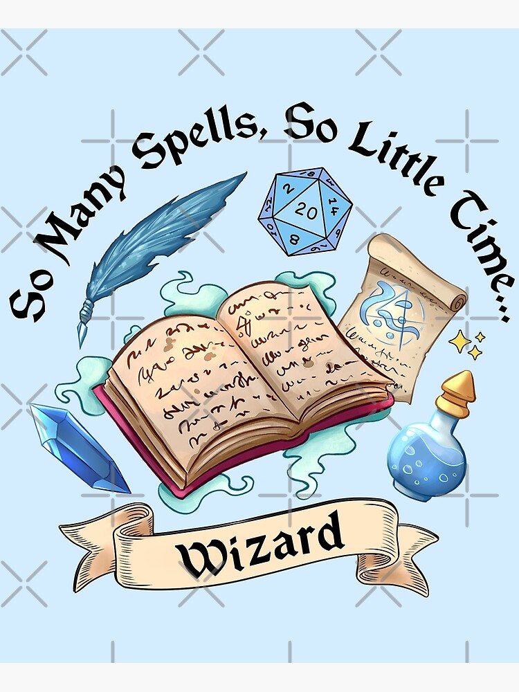 "WIZARD DND CLASS: Wizard D20 Spell book, dice potion and crystal ...