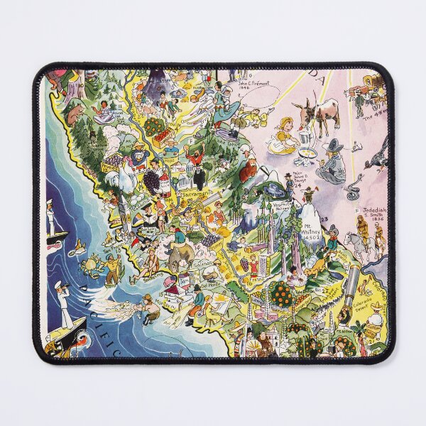 Alfombrilla de ratón «Mapa pictórico de California - Ilustración de ...