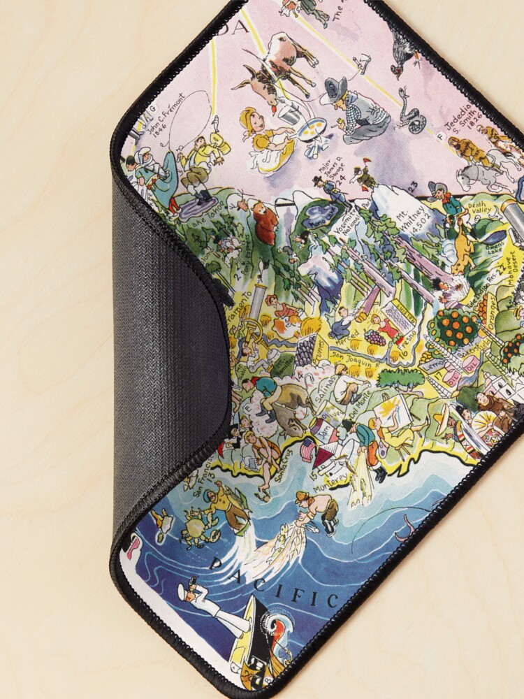 Alfombrilla de ratón «Mapa pictórico de California - Ilustración de ...