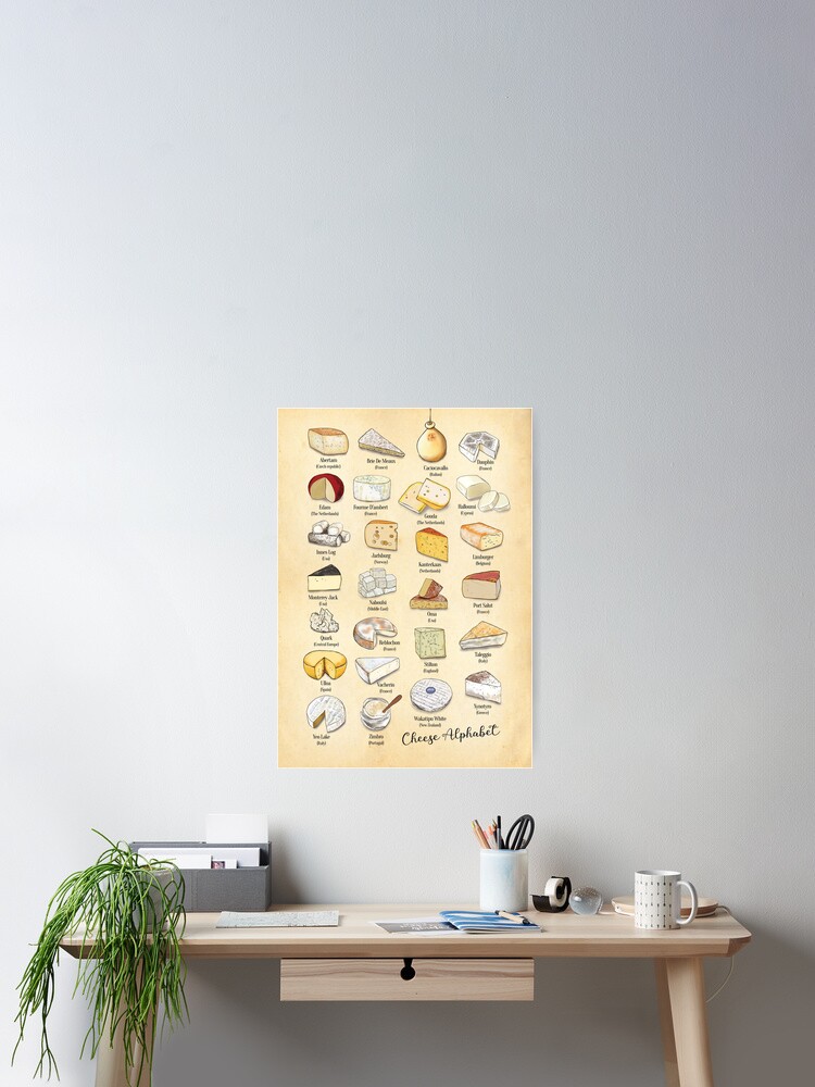 "A-Z of Cheese, Cheese Alphabet" Poster for Sale by Highdown73 | Redbubble