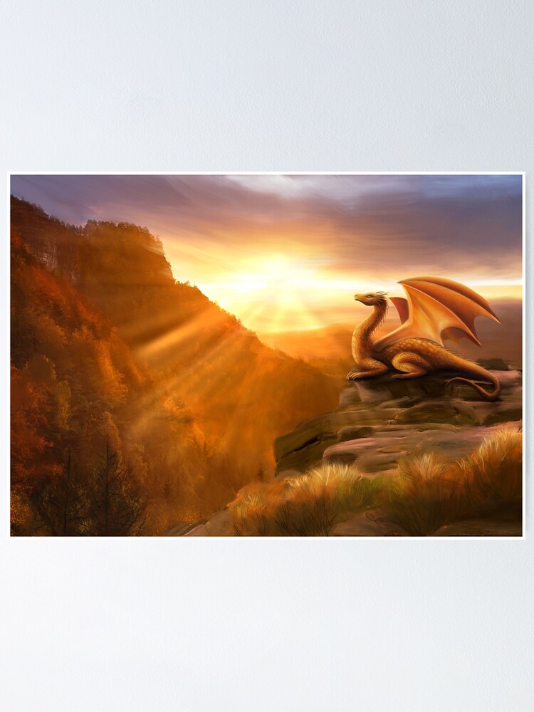 "Sunset dragon" Poster for Sale by SaplingArt | Redbubble