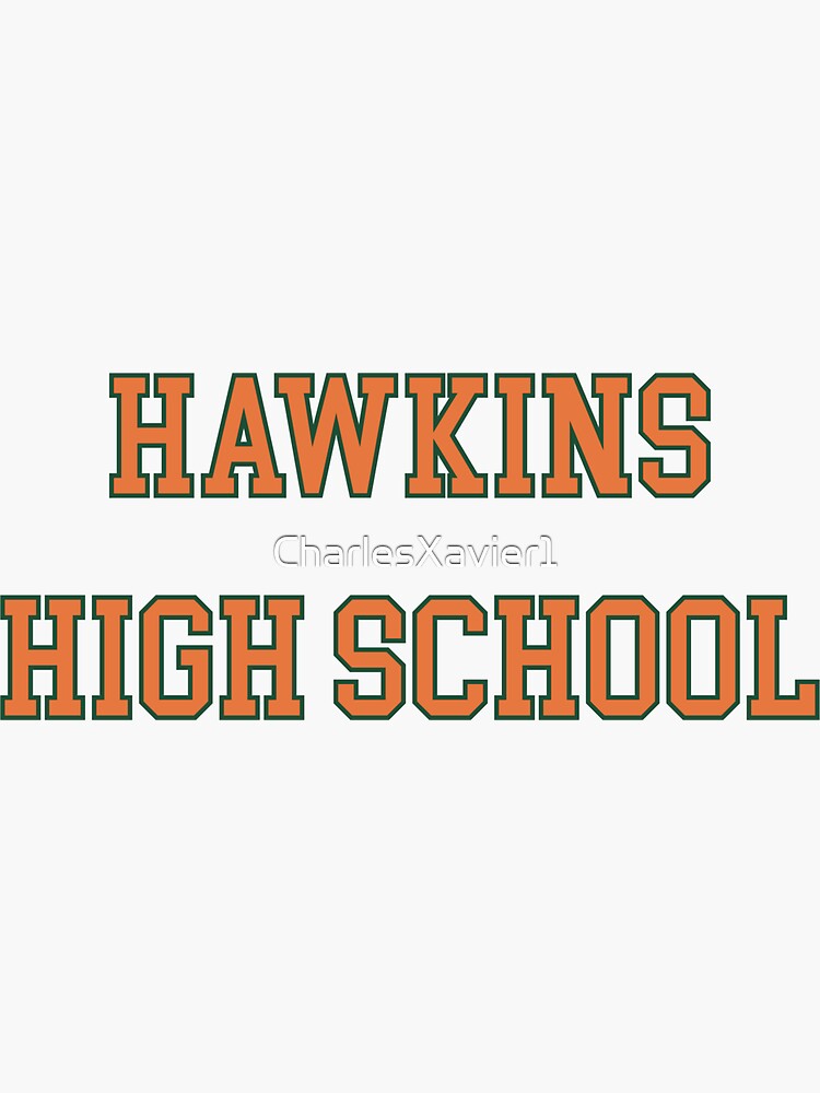"Hawkins High School Stranger Things-Logo-Shirt-Hut 5" Sticker von ...