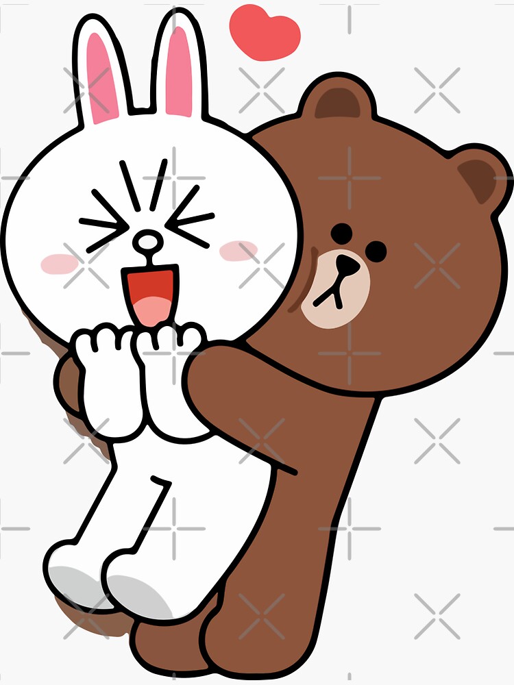"Brown and Cony | Bear and Rabbit | hug" Sticker for Sale by Mochi ...