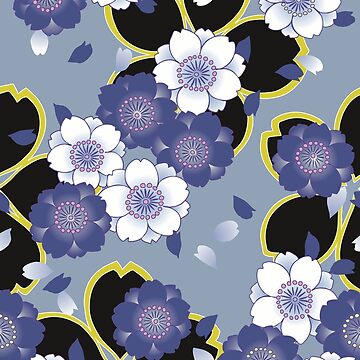 "Purple Blue Floral Japanese Sakura Pattern" A-Line Dress for Sale by ...