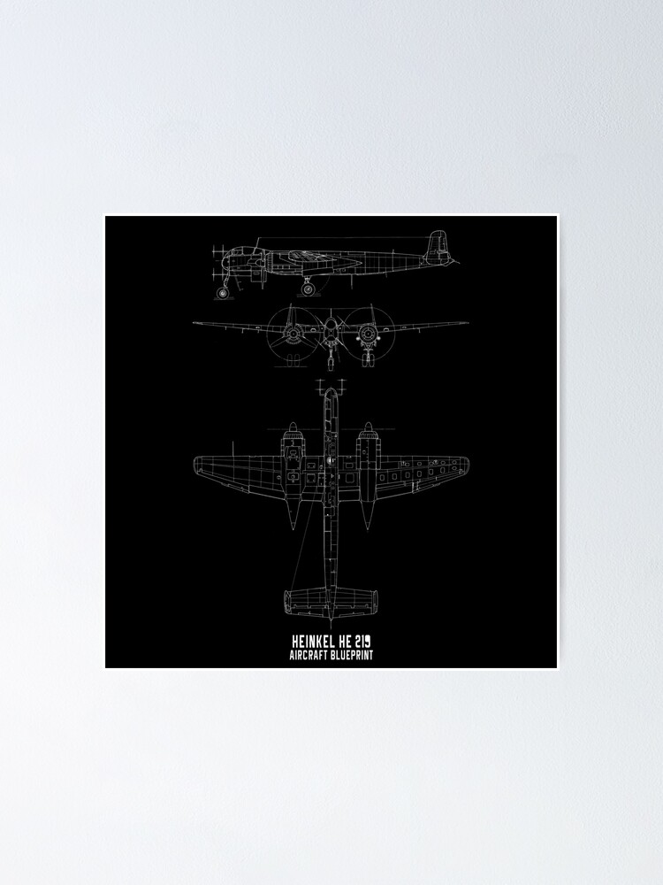 "Heinkel He 219 Aircraft Blueprint" Poster for Sale by PodiShawna ...