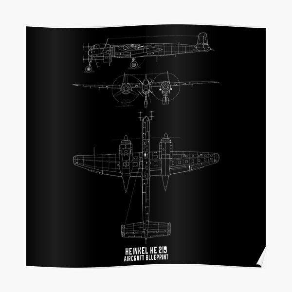 "Heinkel He 219 Aircraft Blueprint" Poster for Sale by PodiShawna ...