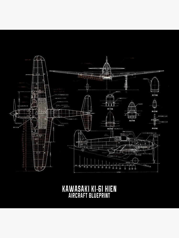 "Kawasaki Ki 61 Hien Aircraft Blueprint" Poster for Sale by PodiShawna ...