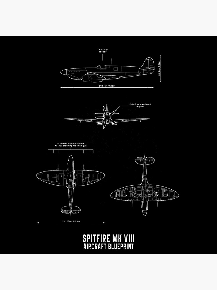 "Spitfire Mk VIII Aircraft Blueprint" Sticker for Sale by PodiShawna ...