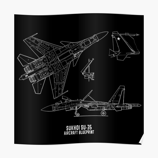 "Sukhoi Su35 Aircraft Blueprint" Poster for Sale by PodiShawna | Redbubble