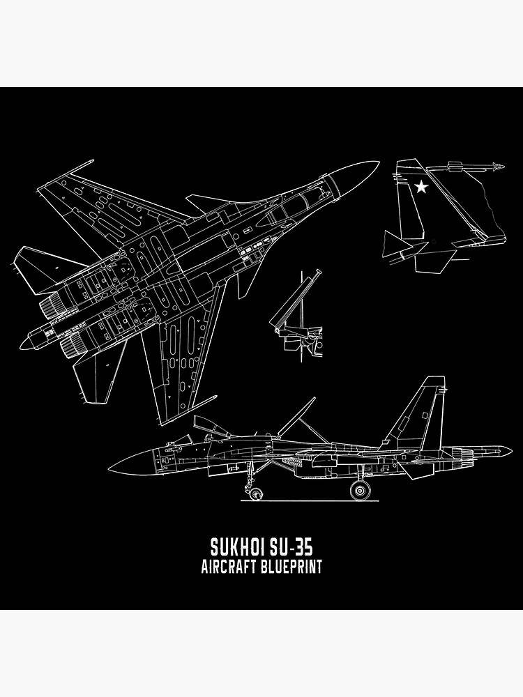 "Sukhoi Su35 Aircraft Blueprint" Sticker for Sale by PodiShawna | Redbubble