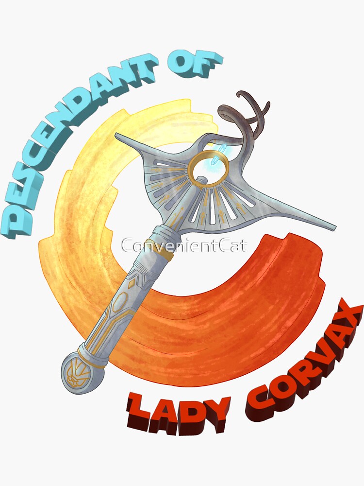"Descendant of Lady Corvax" Sticker by ConvenientCat | Redbubble