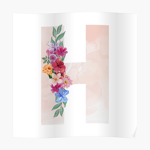 "Letter H pink floral watercolor design" Poster for Sale by Pagsibol ...