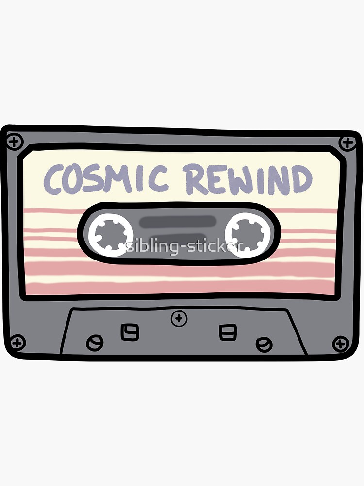 "Cosmic Rewind Cassette Tape" Sticker for Sale by sibling-sticker ...