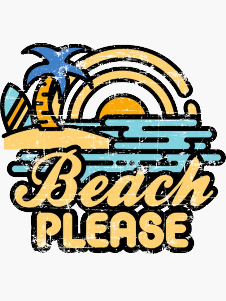 "Beach Please Logo" Sticker for Sale by MilasuHandcraft | Redbubble