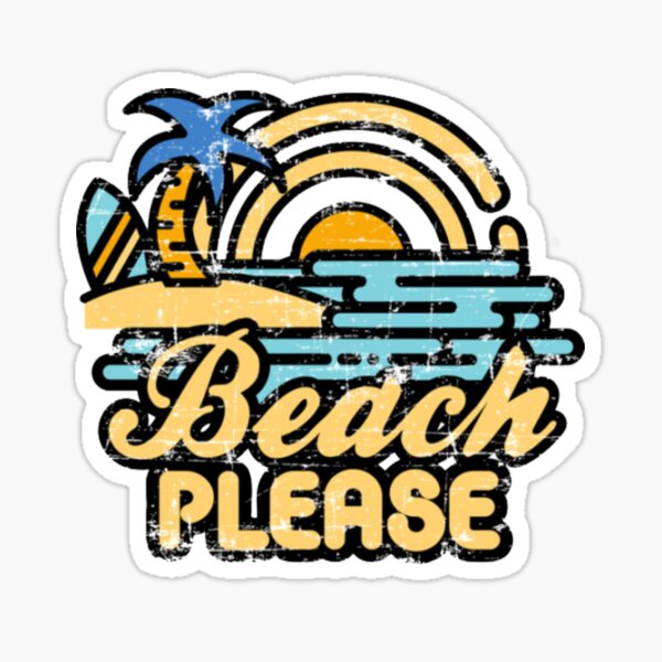 "Beach Please Logo" Sticker for Sale by MilasuHandcraft | Redbubble