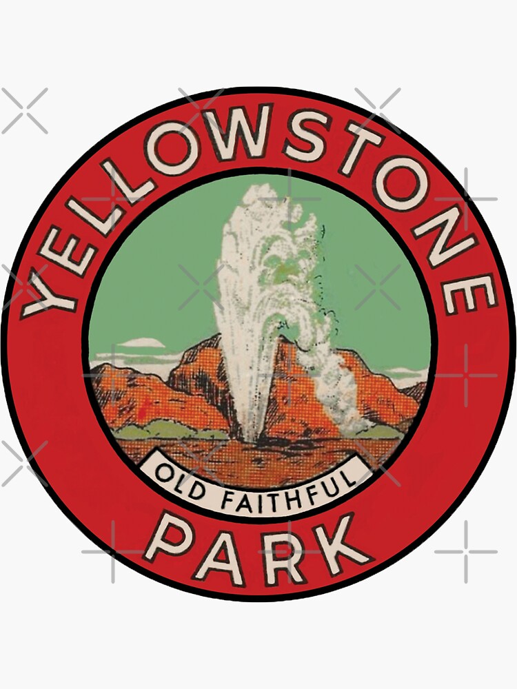 "Vintage Yellowstone Park Old Faithful" Sticker for Sale by Drewaw ...