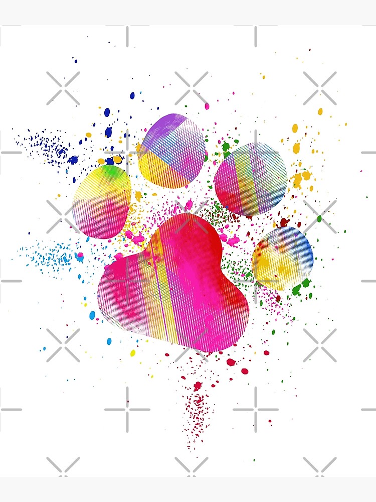 "Beautiful Paw Print Watercolor Splash Dog Cat Lover" Art Print by ...