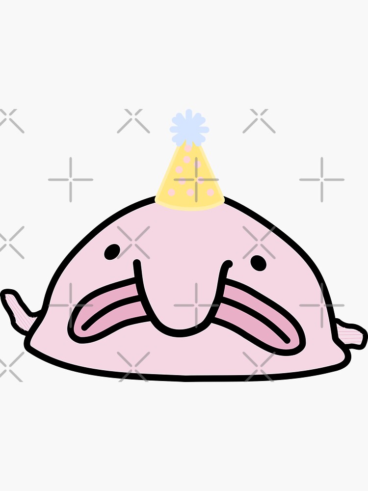 "Sad Blob Fish Wearing a Party Hat " Sticker for Sale by amylydesign ...