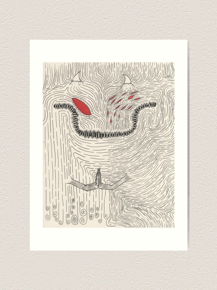 "Two-Faced Oni" Art Print by Ink-Born-Beasts | Redbubble