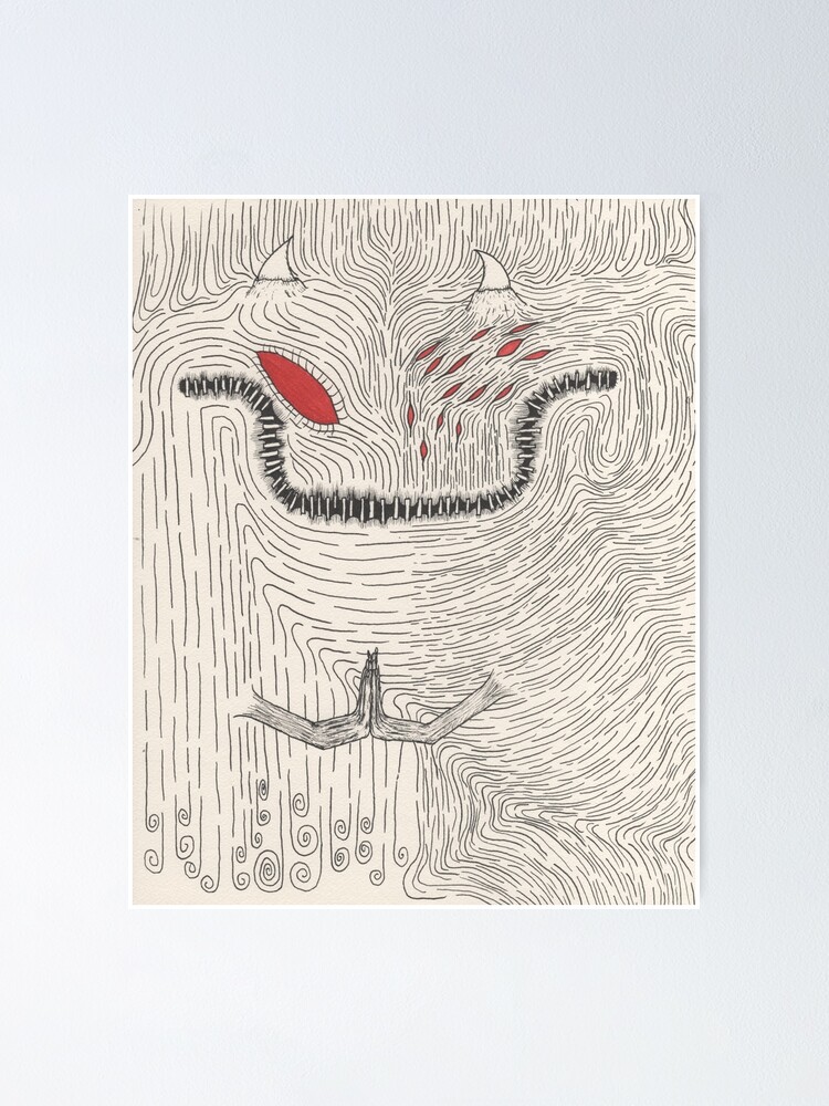 "Two-Faced Oni" Poster for Sale by Ink-Born-Beasts | Redbubble
