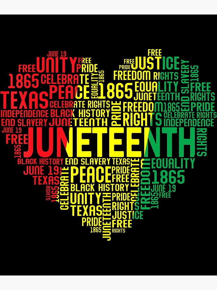 "Juneteenth Heart Word Cloud Black Freedom Juneteenth " Canvas Print ...