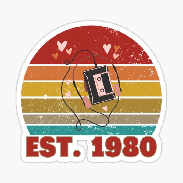 "Retro 80's Established" Sticker for Sale by MLCstudio | Redbubble