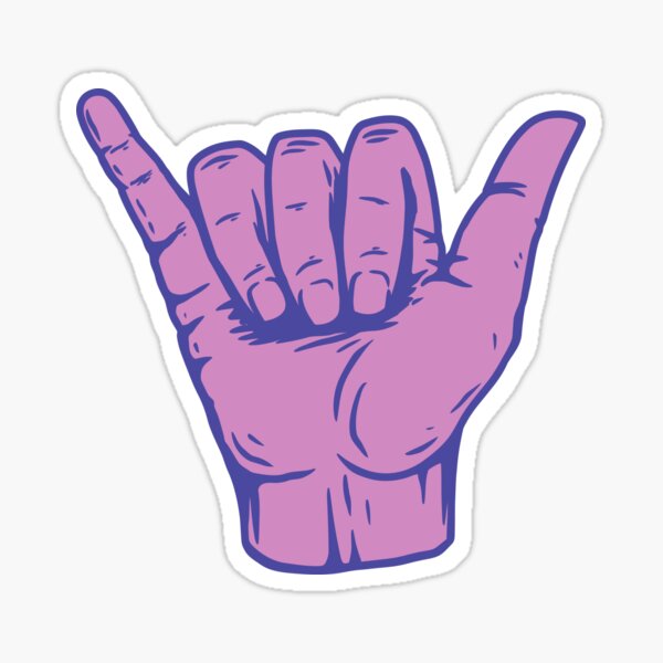 "Blue Outline Purple Hang Loose Shaka" Sticker for Sale by EpicCreation ...